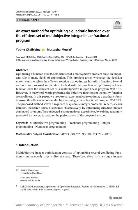 an exact method for optimizing a quadratic function over the efficient set of multiobjective