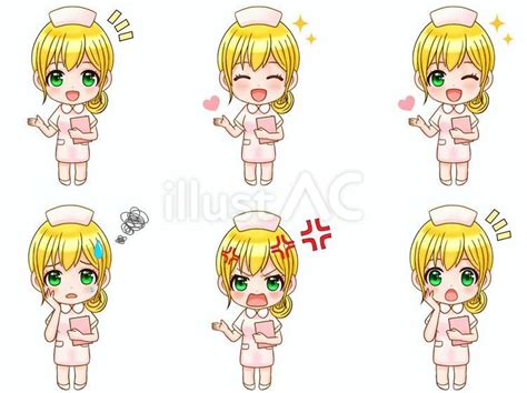 金髪看護師のちびキャライラスト素材セットイラスト No 25312973無料イラストフリー素材ならイラストAC
