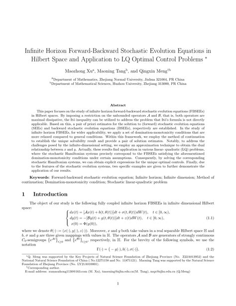 pdf infinite horizon forward backward stochastic evolution equations in hilbert space and