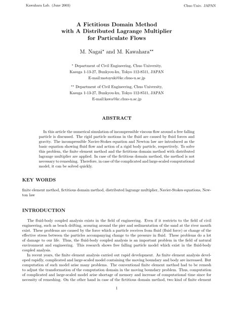 pdf a fictitious domain method with distributed lagrange multiplier for particulate flow