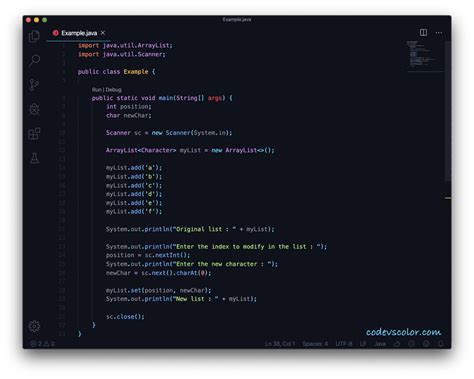 java arraylist set method example codevscolor