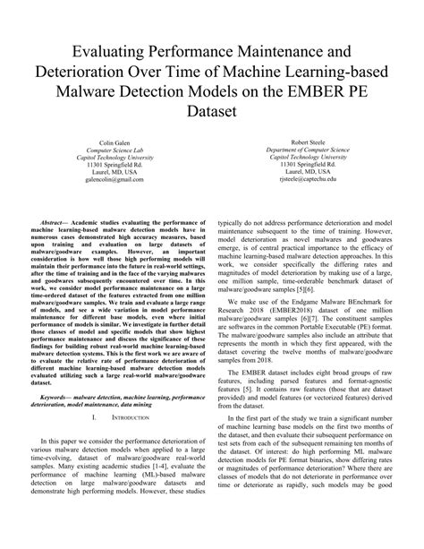 pdf evaluating performance maintenance and deterioration over time of machine learning based