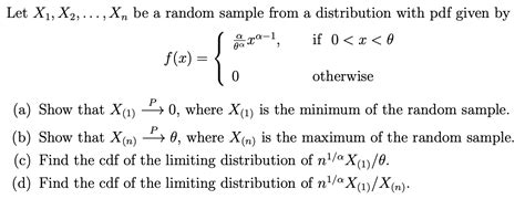 solved let x1 x2 … xn be a random sample from a distribution