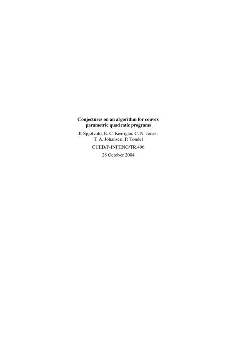 pdf conjectures on an algorithm for convex quadratic programs