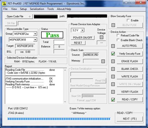 MSP430 Error Connecting To The Target The Target Setup MSP430F2418