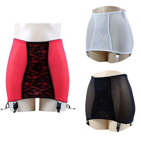 Alacki Open Bottom Girdles Lace Panel 6 Straps Garter Belt Underwear Shapewear Ebay