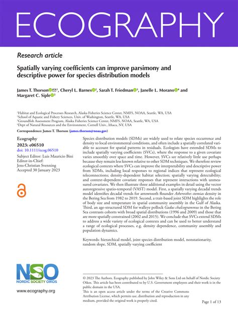 pdf spatially varying coefficients can improve parsimony and descriptive power for species