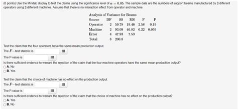 solved 6 points use the minitab display to test the claims