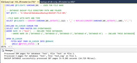 SQL Script To Backup All Databases