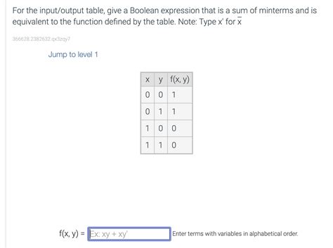 Solved For The Input Output Table Give A Boolean Expression Chegg