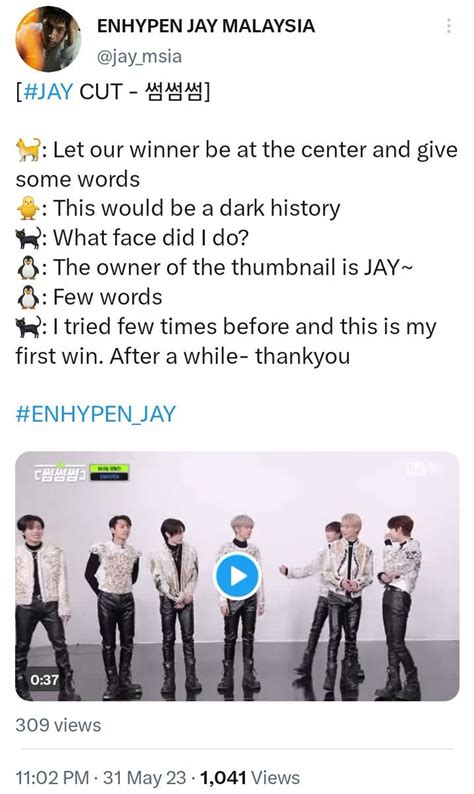 For Jayhoon 🖤🤍 On Twitter No I Will Cry Sunghoon Hyping Up Jay As Always 😭 He Teasingly