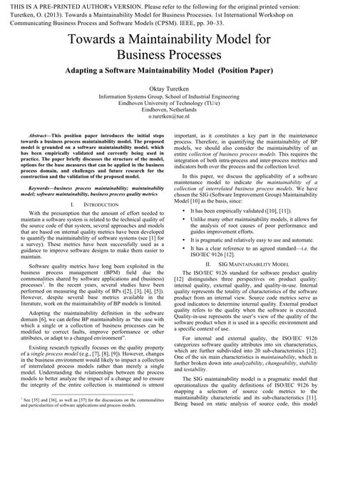 pdf towards a maintainability model for business processes adapting a software