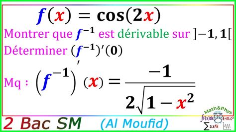 D Riv E De La Fonction R Ciproque D Rivabilit Bac Sm Exercice