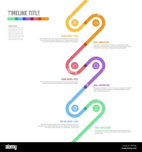 Vector Infographic Company Milestones Curved Vertical Timeline Template