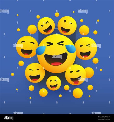Various Faces With Tears Of Joy Laughing Crying Emoticons In Front Of A Smartphone Screen