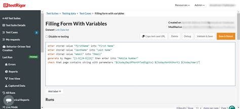 how to use variables in testrigor testrigor ai based automated testing tool