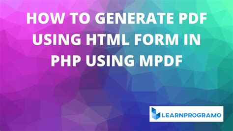 how to generate pdf using html form in php using mpdf 2022