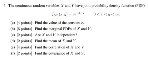 solved 4 the continuous random variables x and y have joint