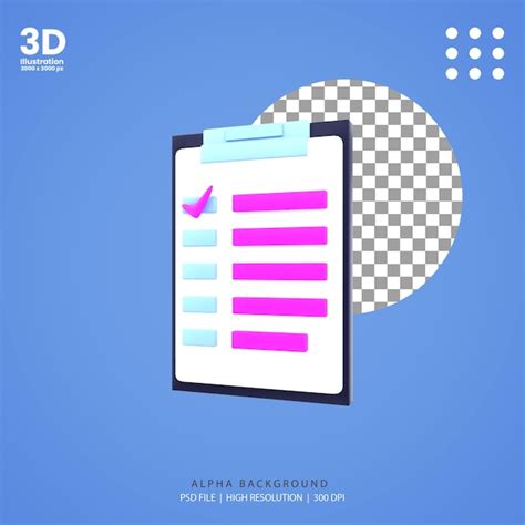 Premium PSD 3d Render Clipboard Checklist Illustration