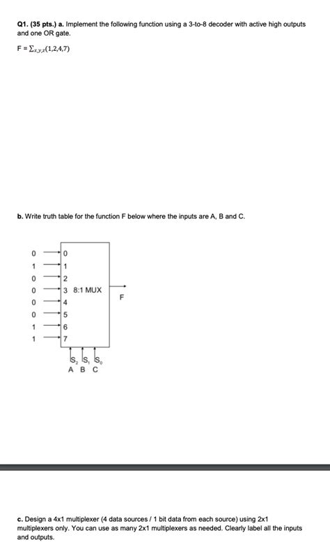 Solved Q1 35 Pts A Implement The Following Function Chegg