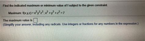 solved find the indicated maximum or minimum value off