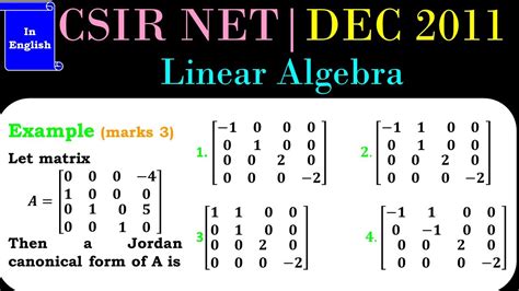 csir net mathematics linear algebra jordan canonical form dec 2011 youtube