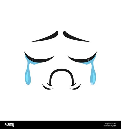 Depressed Sad Unhappy Crying Emoji Isolated Icon Vector Emoticon In Sorrow Tears On Face