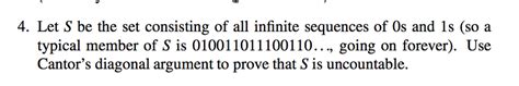 solved let s be the set consisting of all infinite sequences
