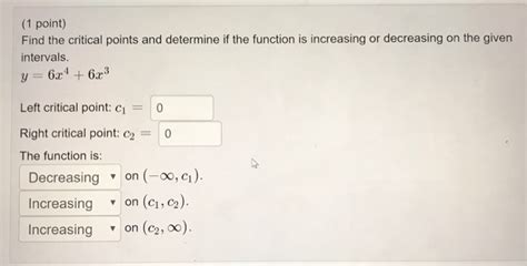 solved 1 point find the critical points and determine if