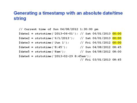 Working With Date And Time ISYS 475 How PHP Processes Date And Time