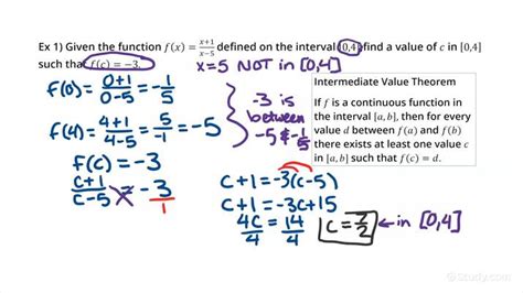determining at least 1 value c in [a b] such that f c d for some value d between f a and f
