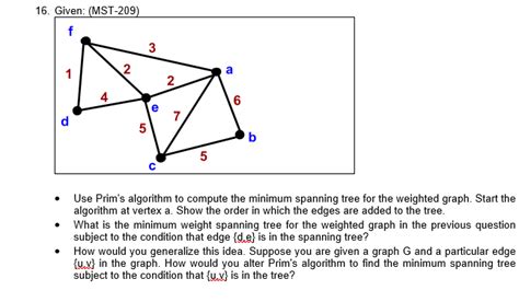 solved use prim s algorithm to compute the minimum spanning