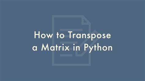 how to transpose a matrix in python plantpot