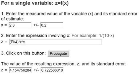 use an online calculator for complicated error propagation expressions dummies