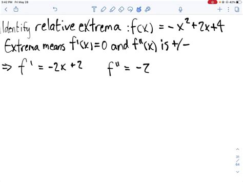 solved find the absolute extremum if any given by the second derivative test for each function