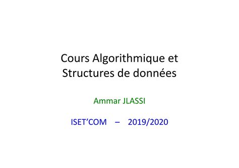 Solution Cours Complet Algorithmique Et Structures De Donn Es Studypool