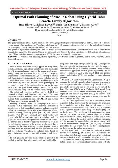 pdf optimal path planning of mobile robot using hybrid · 2018 11 15 · voronoi diagram i