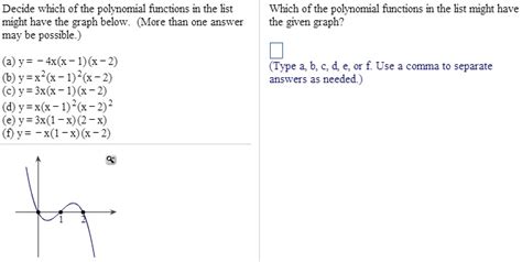 solved decide which of the polynomial functions in the list