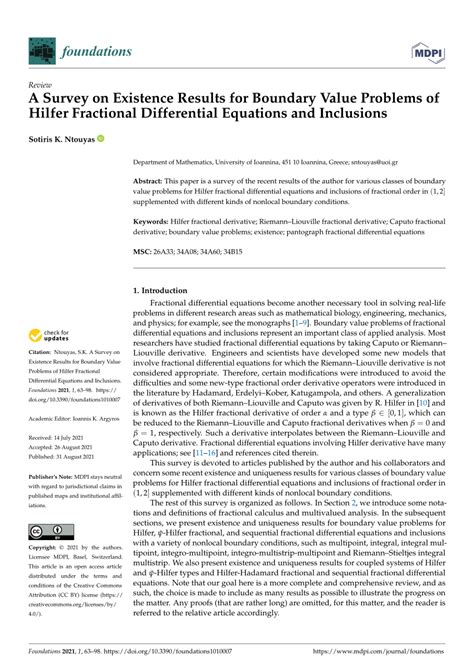 pdf a survey on existence results for boundary value problems of hilfer fractional