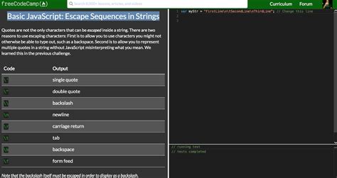 just a few things 100daysofcode d28 basic javascript escape sequences in strings