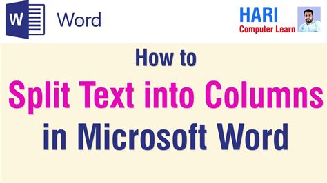 How To Split Text Into Columns In Microsoft Word How To Split Text