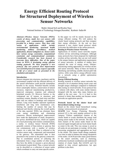 pdf energy efficient routing protocol for structured deployment of wireless sensor networks