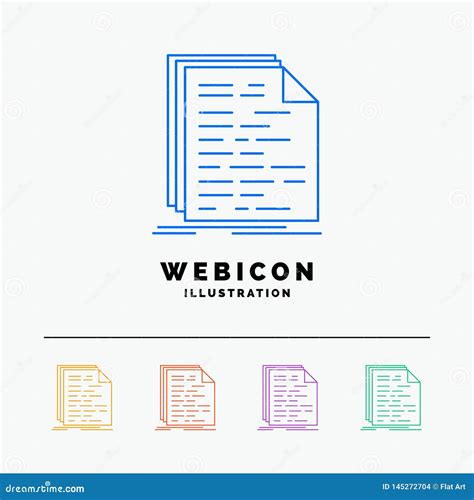 code coding doc programming script 5 color line web icon template isolated on white vector