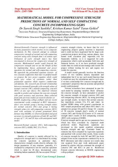 pdf mathematical model for compressive strength predictions of normal and self compacting