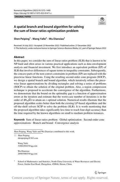 a spatial branch and bound algorithm for solving the sum of linear ratios optimization problem