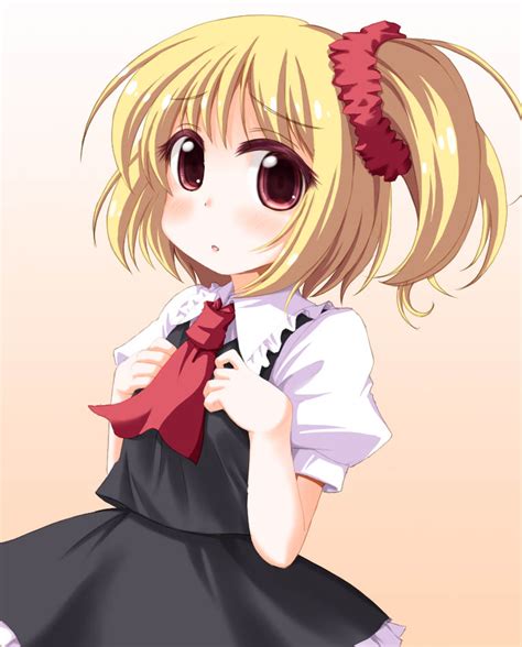 Safebooru 1girl O Alternate Hairstyle Ascot Blonde Hair Blush Daijoubu Oppai Momu Flat