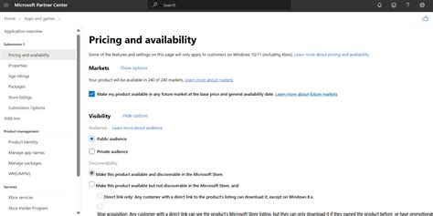 Настройка цен и доступности приложений для приложения MSIX Windows