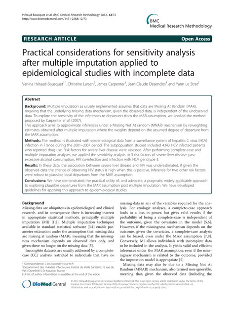 pdf practical considerations for sensitivity analysis after multiple imputation applied to