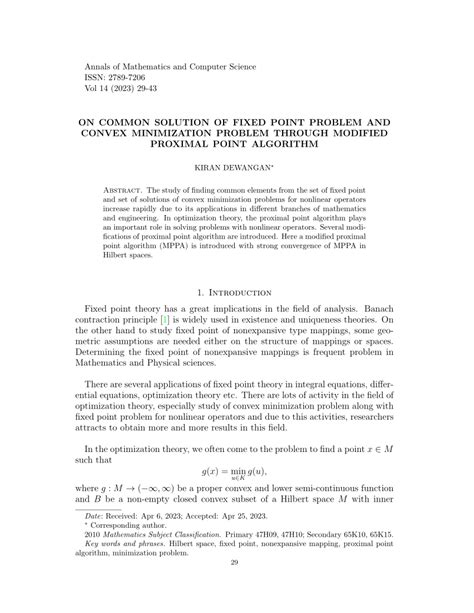 pdf on common solution of fixed point problem and convex minimization problem through modified