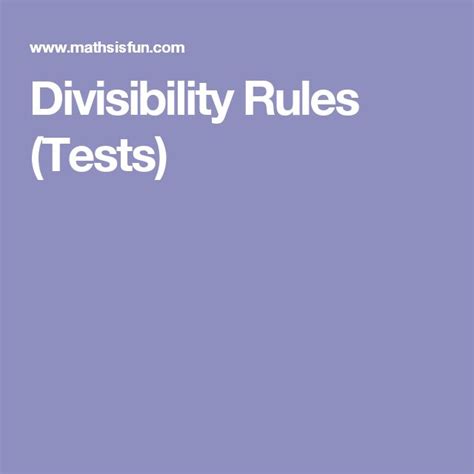 divisibility rules tests divisibility rules rules test